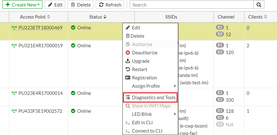 FortiAP diagnostics and tools | FortiAP / FortiWiFi 7.4.2 | Fortinet Document Library